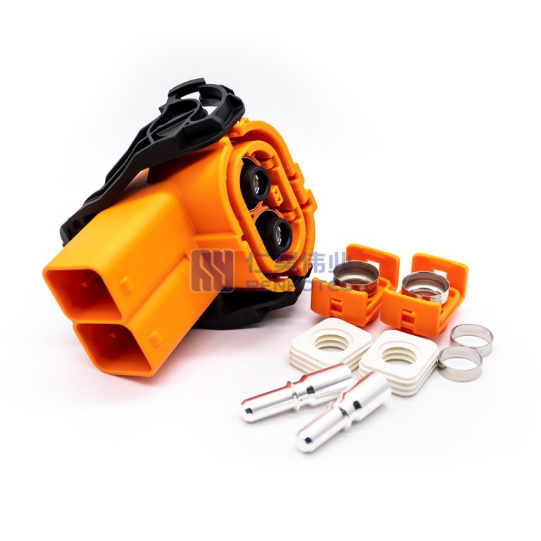 125A Right Angle HV Plug 2Pin 25mm2 Shielded for EV Cables