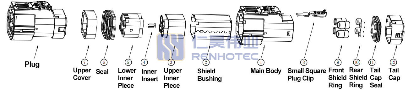 2 Pin Straight HVIL Plug 16A 2.5mm2 A Key Shielded