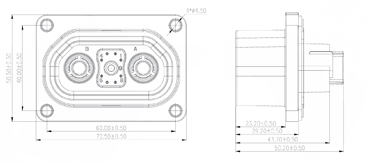6.0(Stamping) Hybrid Power Connector 150A 1000V DC IP67 Waterproof Straight