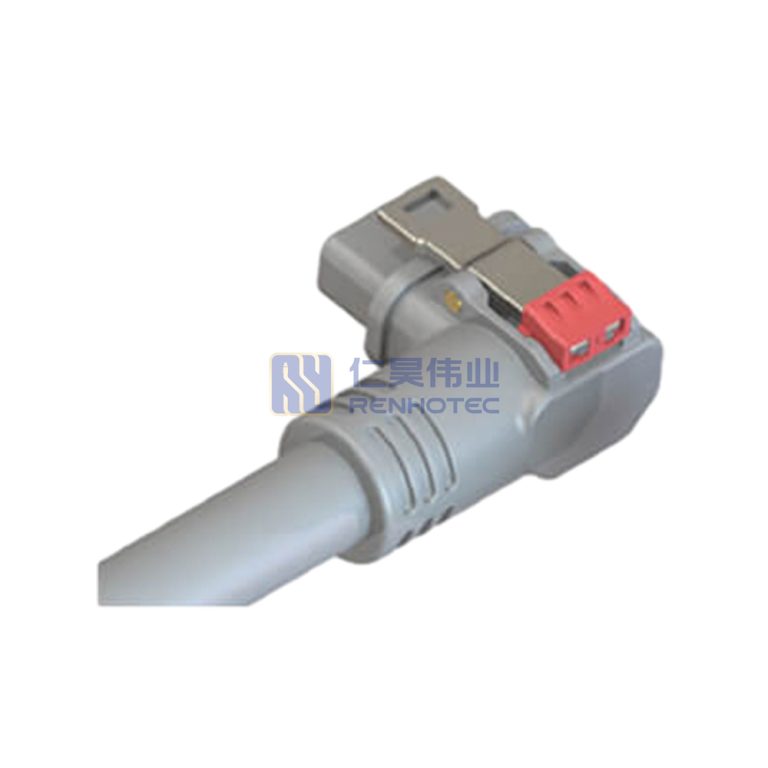 2+6Pin Hybrid Power Connector 60A 1000V DC IP67 Waterproof Right Angle Plug