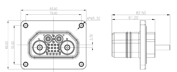 8.0 Hybrid Power Connector 200A 1000V DC IP67 Waterproof Straight