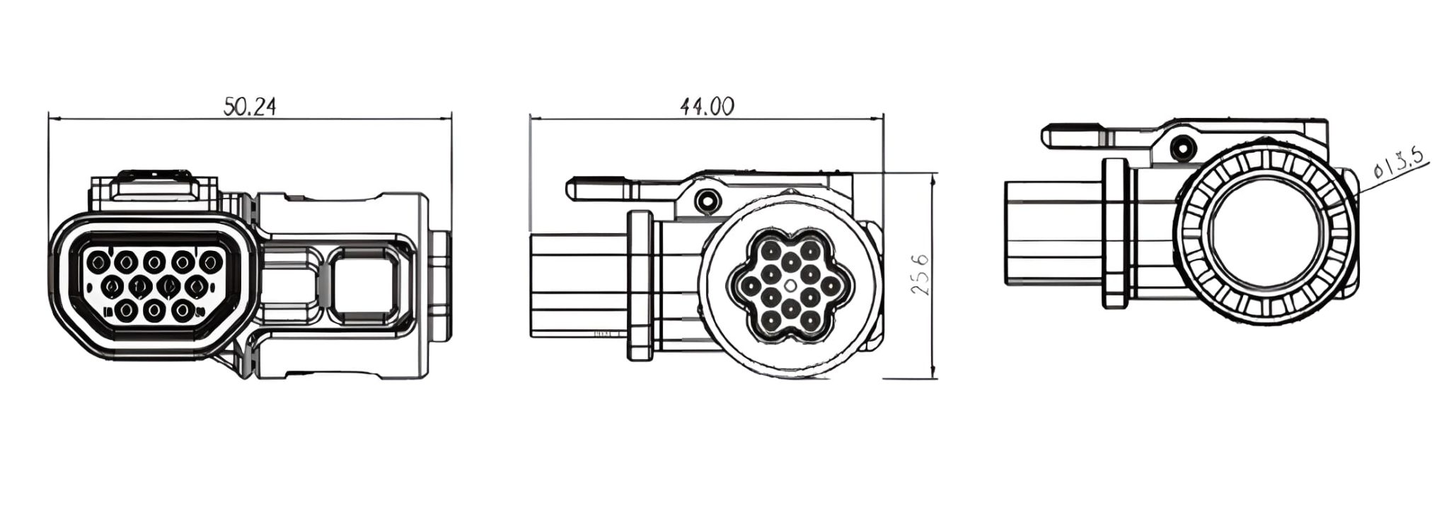 12Pin Signal Connector 5A 500V DC IP67 Waterproof Right Angle Plug
