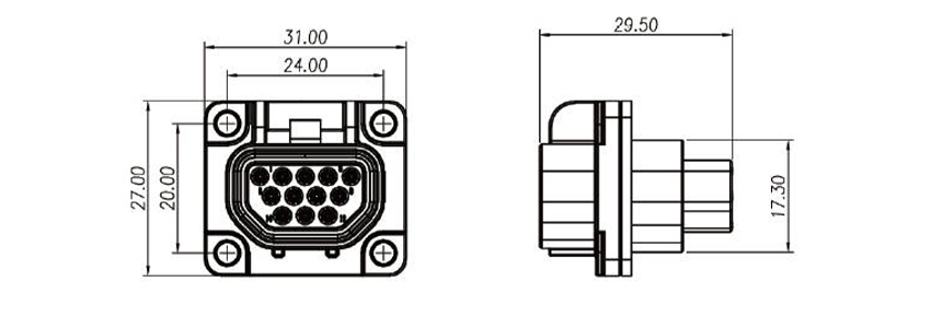 12Pin Signal Connector 5A 500V DC IP67 Waterproof Straight Socket