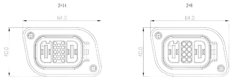 2+14Pin Hybrid Power Connector 80A 1000V DC IP67 Waterproof Straight Socket