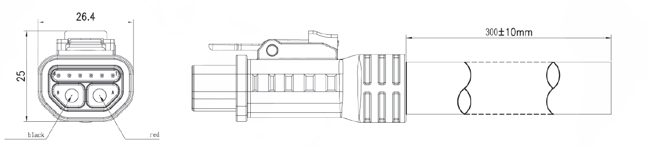 2+6Pin Hybrid Power Connector 60A 1000V DC IP67 Waterproof Straight Plug