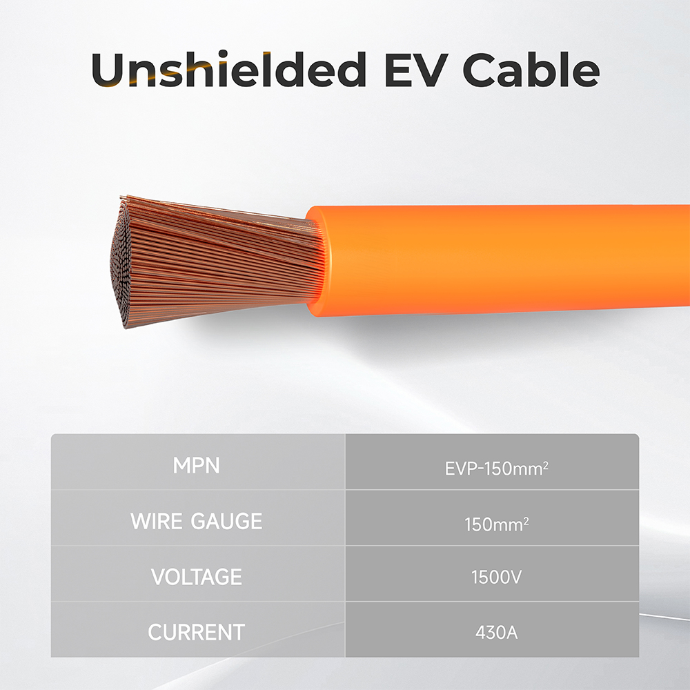 1500V 430A High Voltage Unshielded EV Cable 150mm² Energy Storage ...