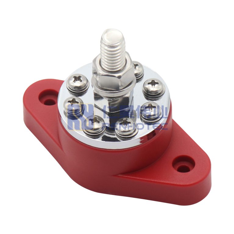 300A 3/8" Red Distribution Stud Junction Post -8 Terminal Block Bus Bar ...