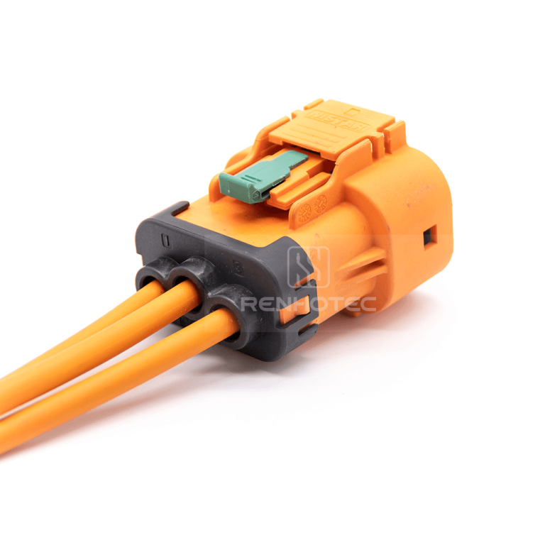 3 POS High Voltage Interlock Connector Plastic Plug, 23A, 4mm² Shielded ...